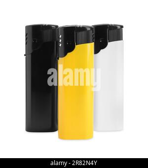 Black lighters isolated on a white background Stock Photo - Alamy