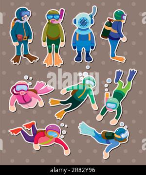 Scuba Diver cartoon sticker illustration Stock Vector Image & Art - Alamy