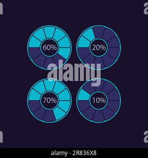 Fragmented circle percentage infographic chart design template set ...