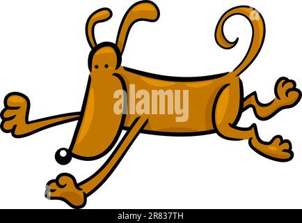Cute running puppy dog, doodle style flat vector outline illustration ...