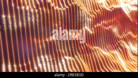 Abstract yellow waves from particles and energy magical dots with glow ...