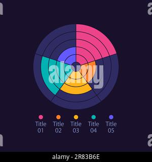 Concentric circle infographic diagram design template with five pies ...