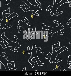 Crime scene seamless pattern with locations of evidence. Vector Stock ...