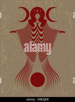 Wiccan Woman Logo triple moon goddess, spiral of fertility, Pagan ...