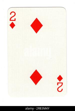 A vintage two of diamonds playing card isolated on a white background ...