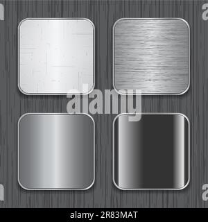 Brushed metal app icon templates on linen background. Vector ...