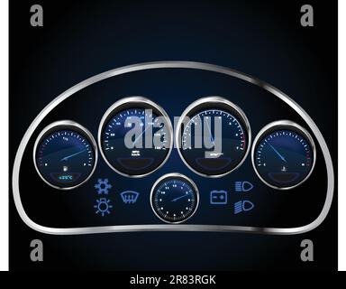 Set of Car speedometer dashboard. Realistic speedometer. Vector ...
