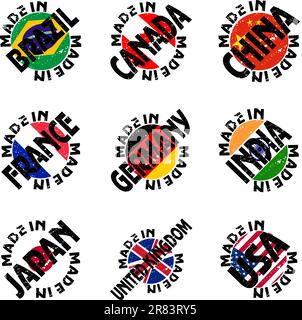 Set of all national flags of the world . Stamp flag design . Element ...