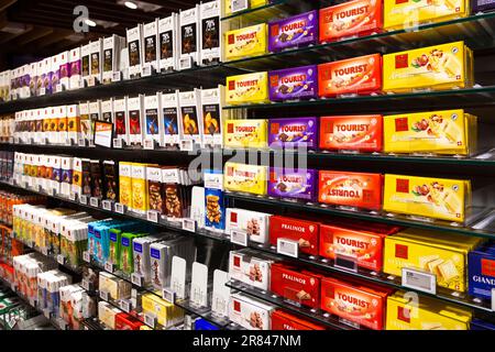 Selection of Swiss chocolates at a Supermarket, Switzerland Stock Photo ...