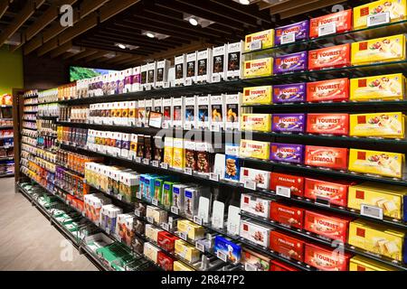 Selection of Swiss chocolates at a Supermarket, Switzerland Stock Photo ...