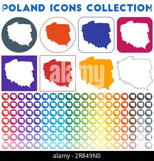 Map of Poland vector icon set, flat design infographic template, set ...