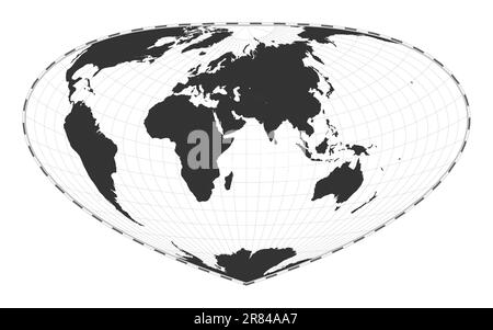 Vector world map. Bottomley projection. Plain world geographical map ...
