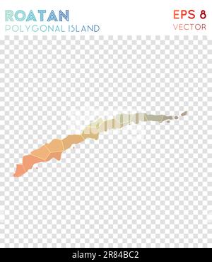 Low poly map of Roatan. Geometric illustration of the island. Roatan ...