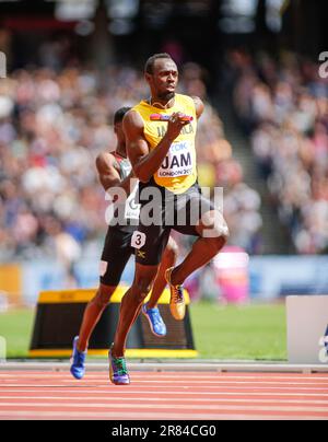 Usain Bolt participating in the 4x100m relay at the World Athletics ...