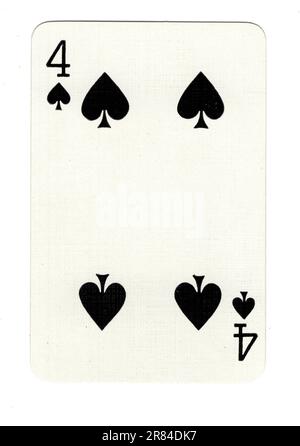 A vintage four of spades playing card on a white background Stock Photo ...