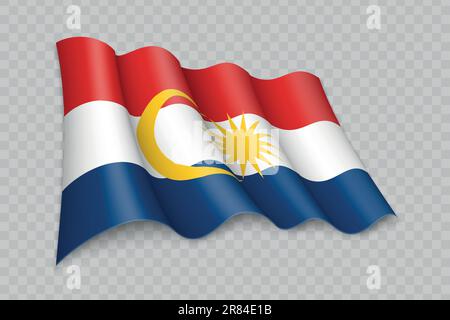 3d flag Labuan, state of Malaysia, isolated on background with ...