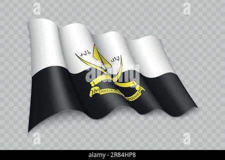 3d flag Pahang, state of Malaysia, isolated on background with ...