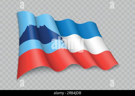 Waving flag of Sabah is a state of Malaysia on white background. Banner ...