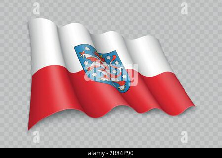 Isolated waving flag of Thuringia is a state Germany on white ...
