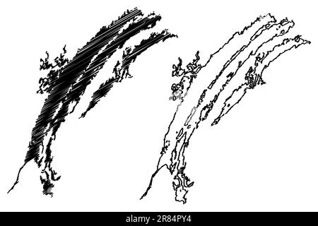 Lake Mistassini and Albanel (Canada, North America) map vector ...
