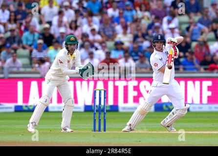 England's Harry Brook bats during the first Ashes cricket test match ...