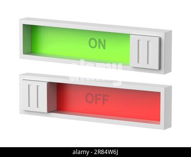 On and off sliding toggle buttons on white background Stock Photo - Alamy
