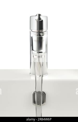 Water drop from tap, faucet gradient line icon, simple illustration on ...