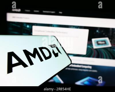 The logo of Advanced Micro Devices (AMD) on its R&D facility in ...