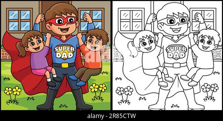 Fathers Day Super Dad Coloring Page for Kids Stock Vector Image & Art ...