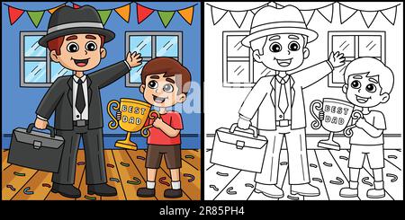 Fathers Day Best Dad Coloring Page for Kids Stock Vector Image & Art ...