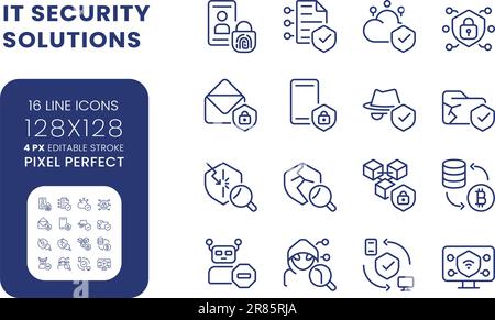 Cyber security solutions linear desktop icons set Stock Vector Image & Art - Alamy