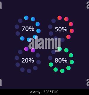 Radial gradient progress infographic chart design template set Stock ...
