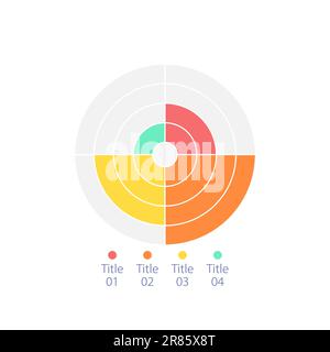 Concentric radial infographic chart design template for dark theme ...