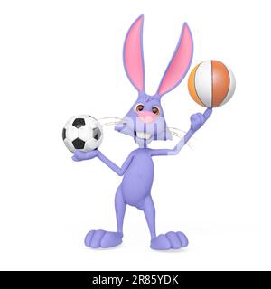 rabbit cartoon is holding a soccer ball, 3d illustration Stock Photo ...