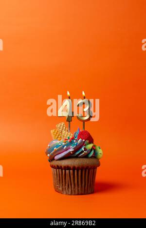 birthday cake with candles number 43 isolated on white background Stock ...