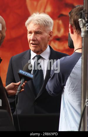 An American actor Harrison Ford in professional suit giving interview ...