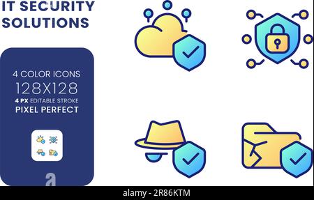Cyber security solutions gradient fill desktop icons Stock Vector Image & Art - Alamy