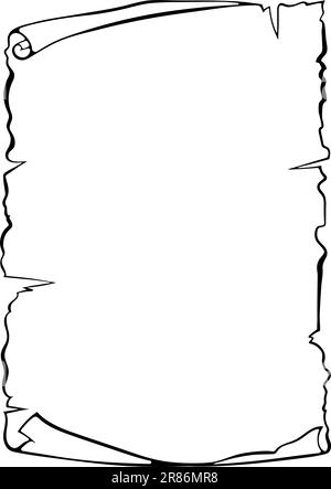 Doodle unrolled scroll, hand drawn with thin black line Stock Vector ...