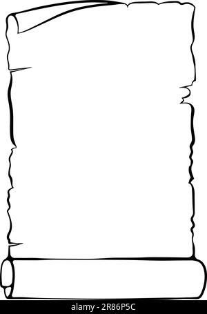 Doodle unrolled scroll icon hand drawn with black line in freehand ...