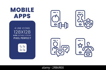 Mobile apps linear desktop icons set Stock Vector Image & Art - Alamy