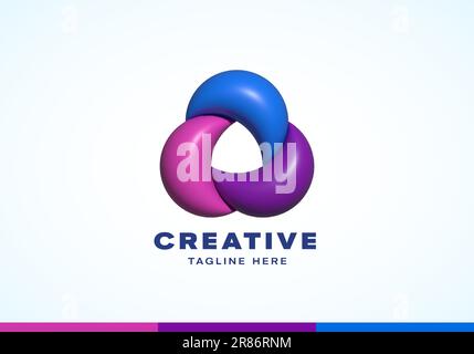 Inflated 3D Vector Ribbon Rotation Loop Circle. Abstract Vector Logo ...