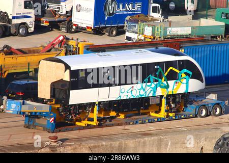 Alstom Innovia 300 monorail units, part of a consignment bound for the ...