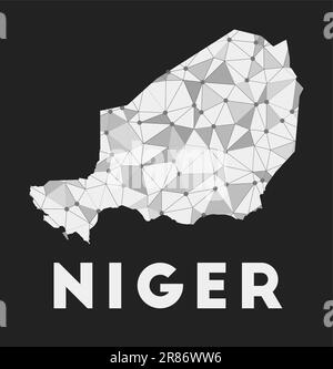 Niger icon. Country map on dark background. Stylish Niger map with ...