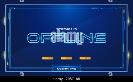 Offline banner blue stream template design. Game broadcast media ...