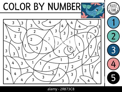 Vector under the sea color by number activity with turtle and baby ...