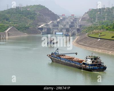 The Three Gorges Ship lock is seen in Yichang, Hubei province, China ...