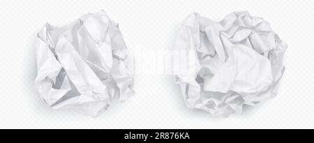 Crumple paper ball, white 3d crinkle trash vector isolated on ...