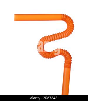 Orange plastic cocktail tube isolated on white, top view Stock Photo ...