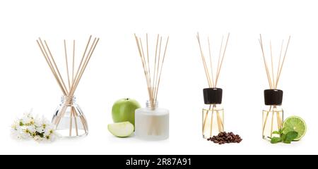 Set of different reed diffusers isolated on white Stock Photo - Alamy