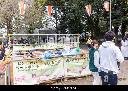 Classification trash rubbish garbage boxes in Ueno Park Tokyo to ...